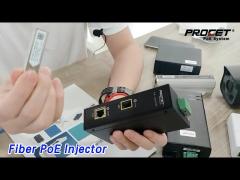 Indoor Fiber PoE Injector 4 Pairs Output 55Vdc 1.75A IP40 For Remote PDs
