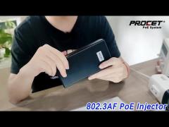 Industrial 802.3AF PoE Injector Fiber Optic 50 Km Distance For Hotel Monitor