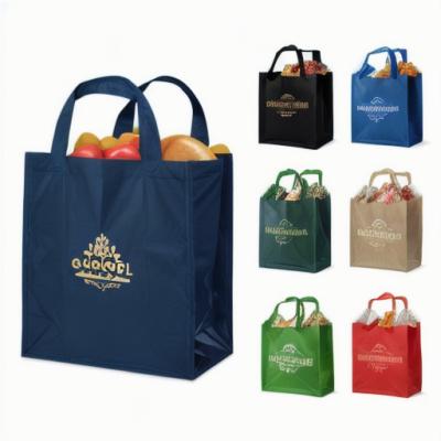 China Eco-Friendly Medium Size Recycled Non-Woven Fabric Tote Bag Holographic Silver Metallic Shiny Portable Shopping Gift Bag for sale