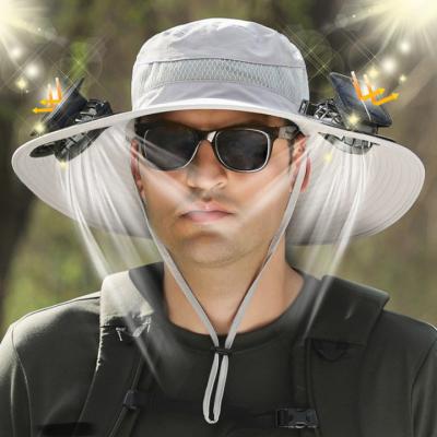 China Outdoor Work Cap Solar Powered Fan Hat Sun Hat Cooling Hat Wide Brim for Outdoor for sale