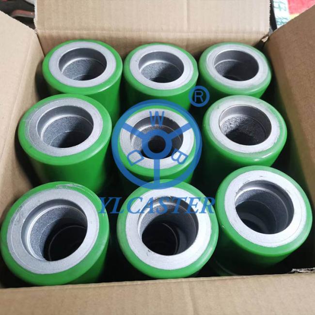 ruota verde del camion di pallet del poliuretano del ferro di 80x70mm senza cuscinetti che imballano in cartone-YLcaster