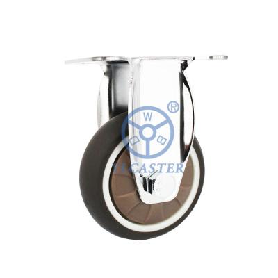 China 3'' Rigid Plate Brown Color Furniture Casters 121LBS Capacity Soft TPR Wheels For Shelves OEM for sale