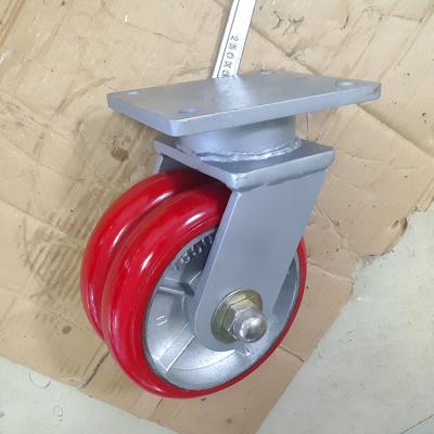 China 10x2inch PU Ultra Heavy Duty Wheels 6600lbs Swivel Industrial Casters Double Wheel for sale