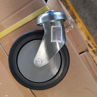 China 3 Inch 4 Inch 5 Inch Soft TPR Shopping Cart Wheels Hollow Kingpin Casters Grey Bolt Hole Swivel Casters for sale