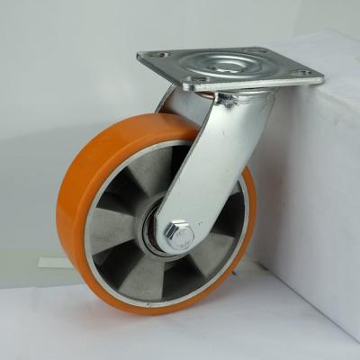 China 6 van het de Kernpolyurethaan van het duim de Op zwaar werk berekende Aluminium van de Gietmachinewielen 400KG van de de Ladingscapaciteit van het de Wartelkarretje Wielen Wholesales Te koop