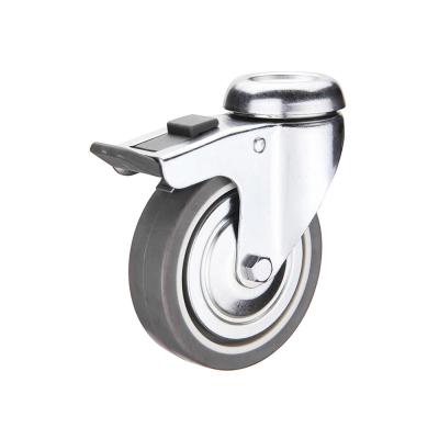 China Light Duty Grey TPR Casters Zinc Plated Steel Housing Smooth Wheel 2-4 Inches Swivel Radius for sale