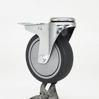 中国 軽量4インチの旋回装置のゴム製足車は144のLbs積載量のボルト孔柔らかいTPRの足車の車輪を 販売のため