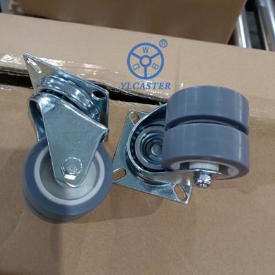 中国 3インチのの高さの負荷二重車輪ポリ塩化ビニールの足車は版回転する 販売のため