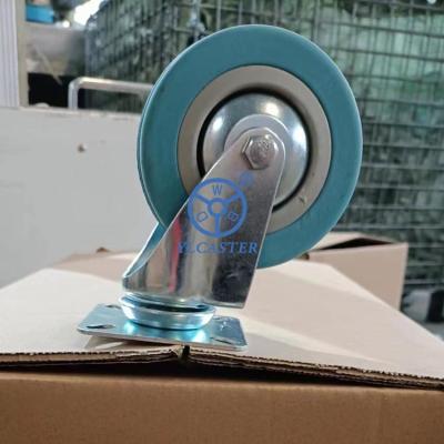 中国 4つのインチの柔らかい車輪の灰色のゴム製旋回装置の足車は無声卸売を動かす 販売のため