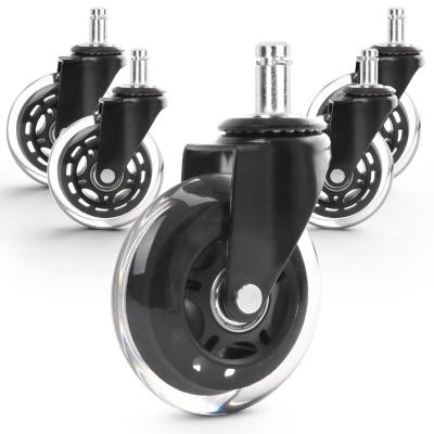 China Amazon Hot Sales 5 A Set Black Pu Chaire Casters Wheels Soft Transparent Caster for sale