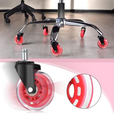 China 5 A Set Red Caster Wheel For Furniture Office Chair Soft Transparent Furniture Caster Wheel Office Chair for sale