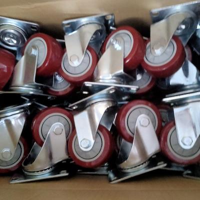China Single Wheel Red PU Wheel Polyurethane Casters Hollow Core Durable Industrial Grade Heavy Duty Material Handling Equipment for sale
