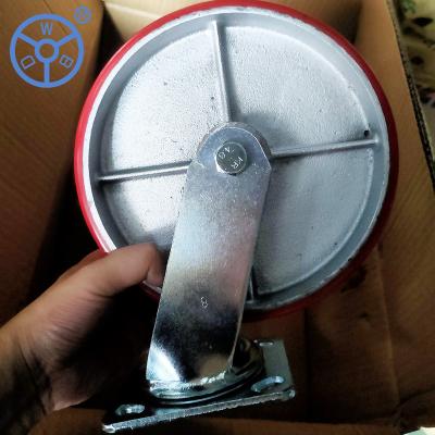 China Smooth Tread Polyurethane Casters Featuring Ball Bearing and Total Lock Brake Type Heavy Duty Durable Wheels Suitable for Industrial Applications for sale