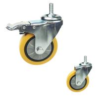 China Polyurethane 242lbs Loading 4 Inch Medium Duty Casters With Double Brake for sale