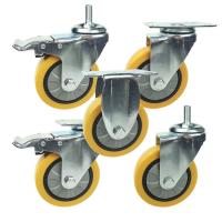 China Polyurethane 242lbs Loading 4 Inch Medium Duty Casters With Double Brake for sale