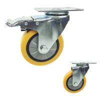 China Polyurethane 242lbs Loading 4 Inch Medium Duty Casters With Double Brake for sale