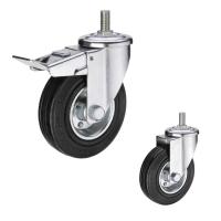China Black 200kg Loading 8 Inch Solid Rubber Casters Wearable for sale