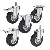 China Black 200kg Loading 8 Inch Solid Rubber Casters Wearable for sale