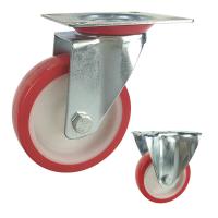 China Red 198lbs Capacity 5 Polyurethane Casters With Threaded Stem for sale