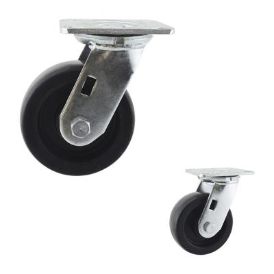 China 5" schwarze Rad-Schwenker-Platten-Hochleistungsgießmaschinen-Stahlklammern zu verkaufen