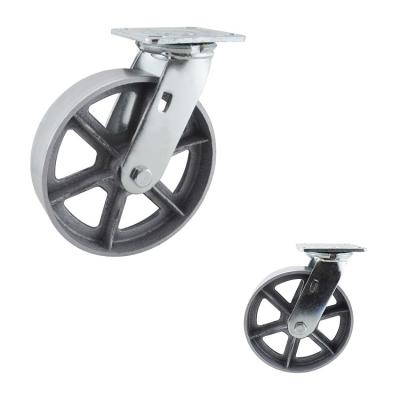 China 8 Inch Big Diameter 660LBS Load Capacity Cast Iron Hollow Swivel Plate Caster for sale