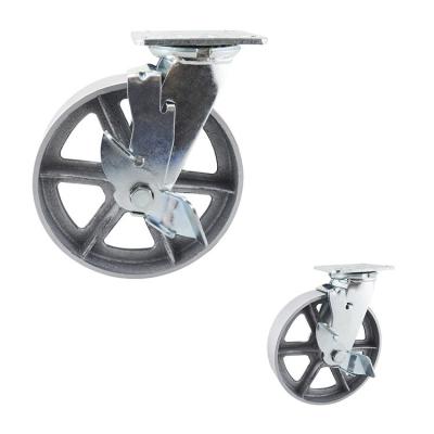 중국 8x2 인치 무쇠 300kg 수용량 중공 회전대 자물쇠 헤비 듀티 캐스터 판매용