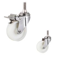 China Solid  4 Inch Wheel Threaded Stem Rotating Trolley Wheels for sale