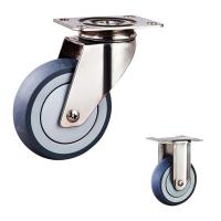 China 100x30mm 304SS TPR Threaded Stem Double Lock Medium Duty Caster Wheels for sale