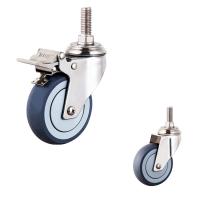 China 100x30mm 304SS TPR Threaded Stem Double Lock Medium Duty Caster Wheels for sale