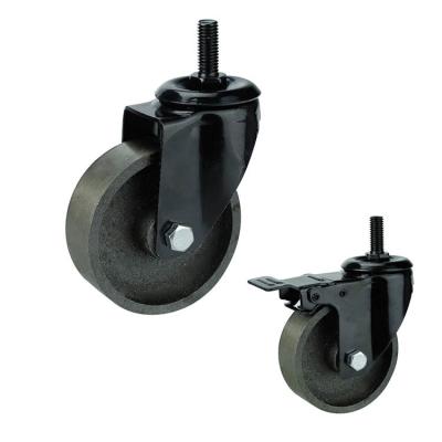 China 75x32mm Heavy Duty Cast Iron Threaded Stem Swivel Locking Casters for sale
