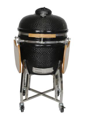 Cina Griglia Kamado da esterno in ceramica da 24 pollici colore nero antracite 61 cm con carrello e tavolini in vendita