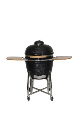 Cina Griglia Kamado da esterno in ceramica da 24 pollici colore nero antracite 61 cm con carrello e tavolini in vendita