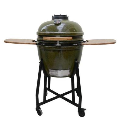 Cina Griglia Kamado in ceramica da 23 pollici a carbone per esterni colore verde tropicale 59 cm con carrello e tavolini in vendita