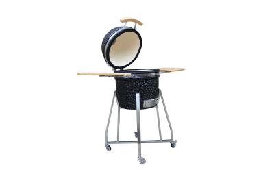 Cina Griglia da esterno in ceramica stile Kamado colore nero lucido 15 39 cm con carrello e tavolini in vendita