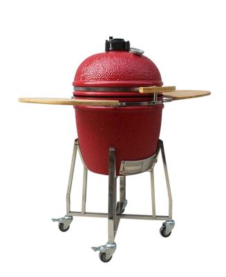 Cina Red Color Ceramic Kamado Grill  22 Inch Outdoor Charcoal Heat Resistant Mullite in vendita