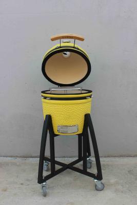 Cina Ceramica 16 pollici Kamado Grill Carboncino Limone Colore 40cm Con carrello E senza tavoli laterali in vendita