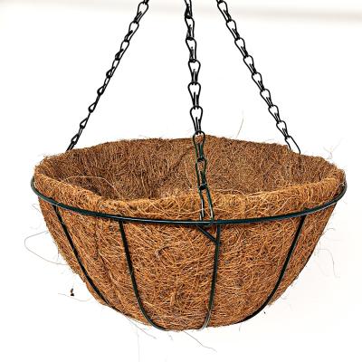 China Coconut Coir Hanging Planters Outdoor Metal Wire Baskets With Coco Liner Hanging Pots For Plants Indoor for sale