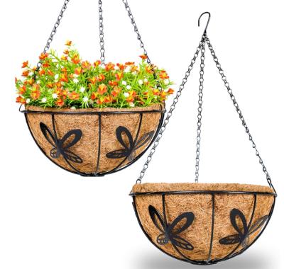 China Premium Round Shape Coir Hanging Baskets Complete With Coir Liners, Breathable Natural Coir Plant Hangers For Garden & Home Decor for sale