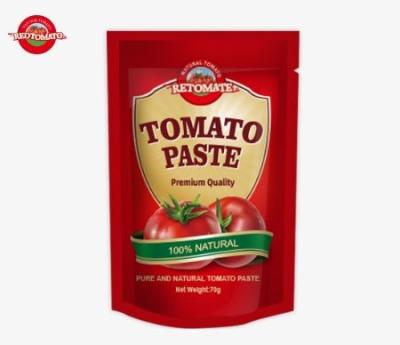 China Premium-Tomatensatzbeutel, doppelt konzentriert, erhältlich in flacher und aufrecht stehender Form mit einem Gewicht von jeweils 70 g zu verkaufen