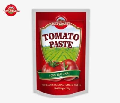 China Premium 70g Tomatenpaste-Taschen, doppelt konzentriert, sowohl flach als auch aufrecht zu verkaufen