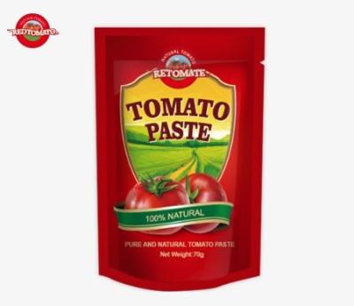 China Premium 70g Tomatenpaste-Taschen mit doppelter Konzentration, sowohl in flacher als auch in stehender Form erhältlich zu verkaufen