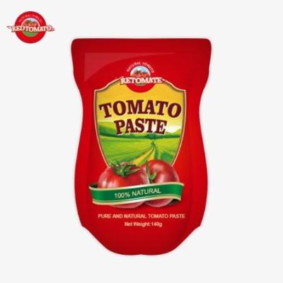 China 140 g Stand-up-Paket aus süß-sauer Tomatenpaste, mit einer Reinheit von 22% bis 30% zu verkaufen