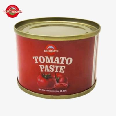 China Retomate 70g Canned Tomato Paste With Brix 28–30% Available Under Own Brand Also Comes With Full Brand And Packaging Design Services for sale