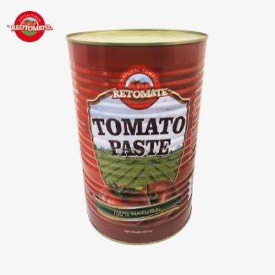China Retomate 4500g canned tomato paste (Brix 28–30%) is available under our brand with full brand and packaging design services for sale