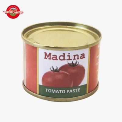 China Madina 70g Canned Tomato Paste With Brix 28–30% Provide Brand And Packaging Design for sale