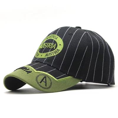Cina I cappelli su ordinazione a strisce personali hanno curvato il cappuccio della palla di baseball strutturato bordo hanno impresso Logo Fashionable Caps in vendita