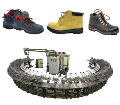 China Semi-automatic PU sole making machine polyurethane safety shoe banana-type machine for sale
