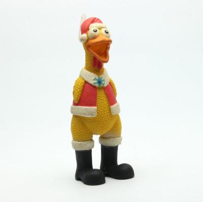 Cina L'animale domestico non tossico del lattice della sicurezza gioca il giocattolo stridulo del cane del pollo di gomma variopinto in vendita