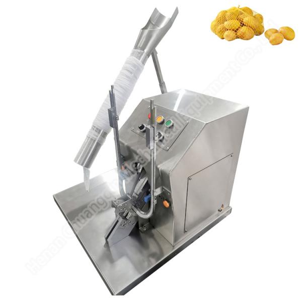 SUS 304 Garlic Onions Mesh Bag Packing Machine Fruit Net Bag Clipper Machine Barrel Size 18/8cm