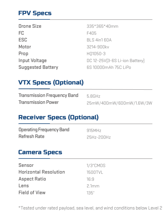 10-inch FPV Racing Drone side view highlighting AI-powered tracking capabilities